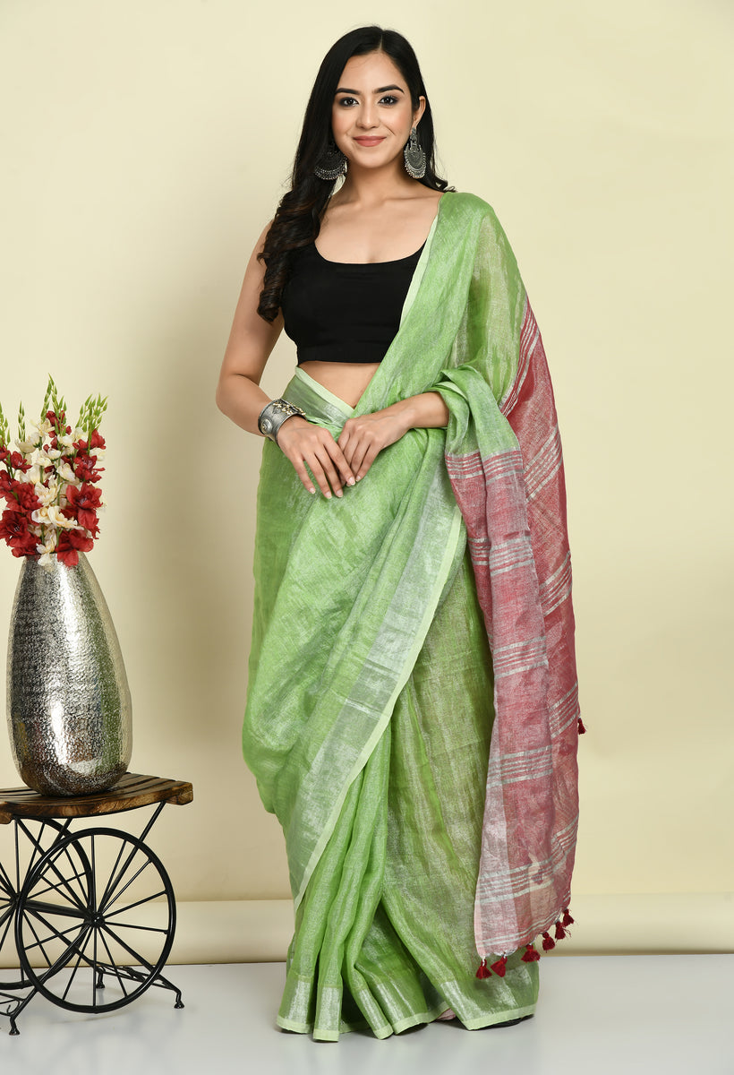 Linen Silk Cotton Sarees For Women : Stylish, Lightweight– Swapna Creation
